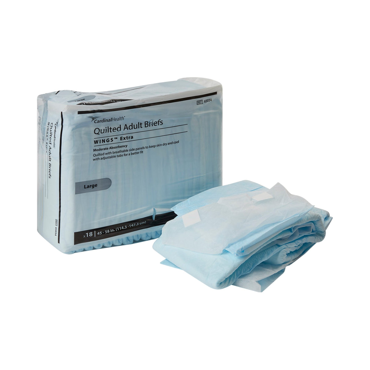 Unisex Adult Incontinence Brief Wings™ Extra Quilted Large Disposable ...